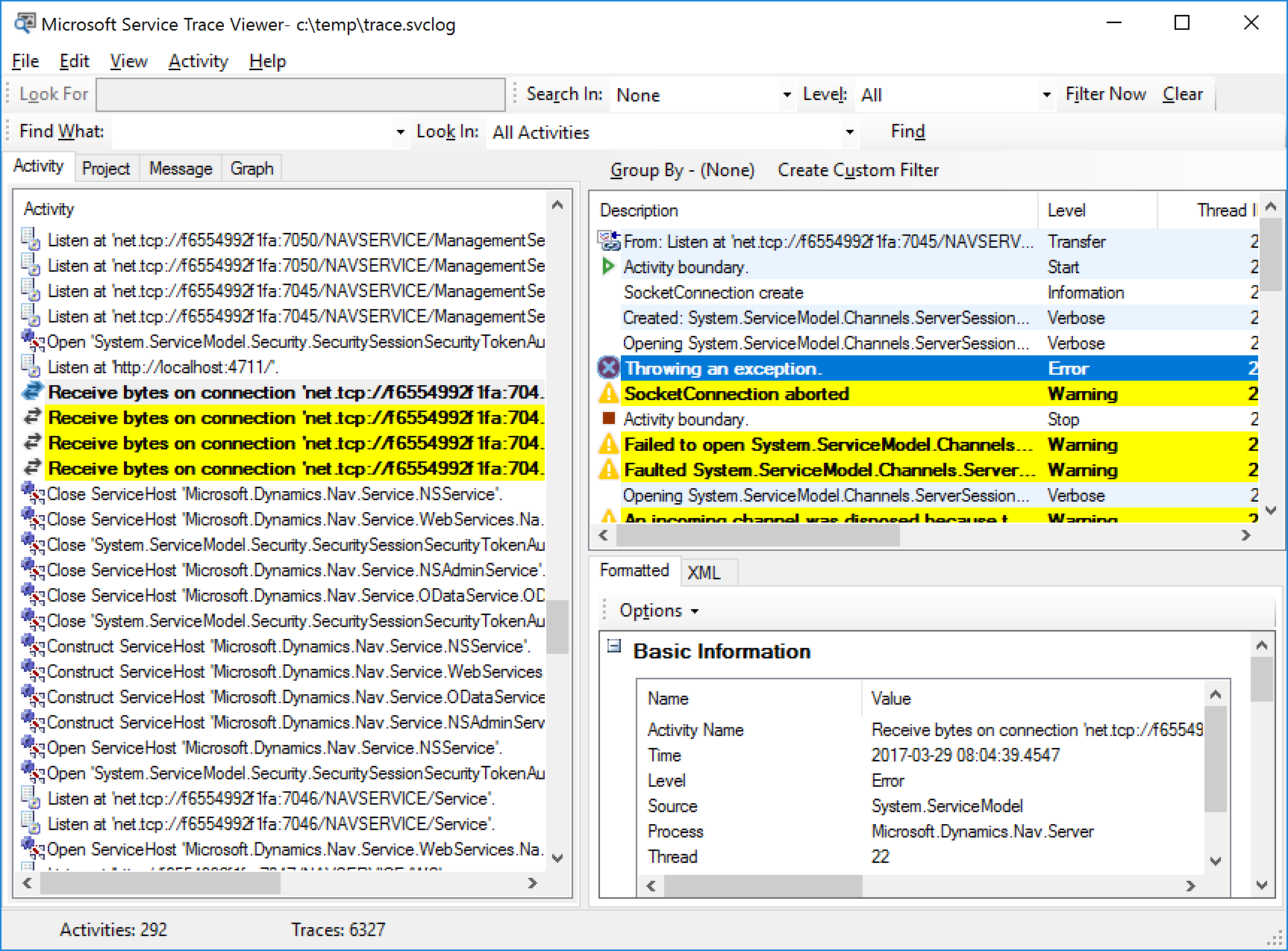 Service Trace Viewer Tool Axians Infoma